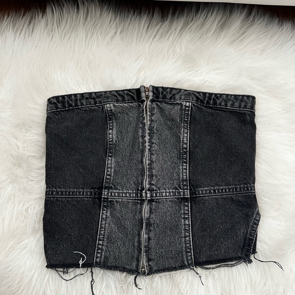 Zara | Tops | Zara Charcoal Denim Tube Top | Poshmark